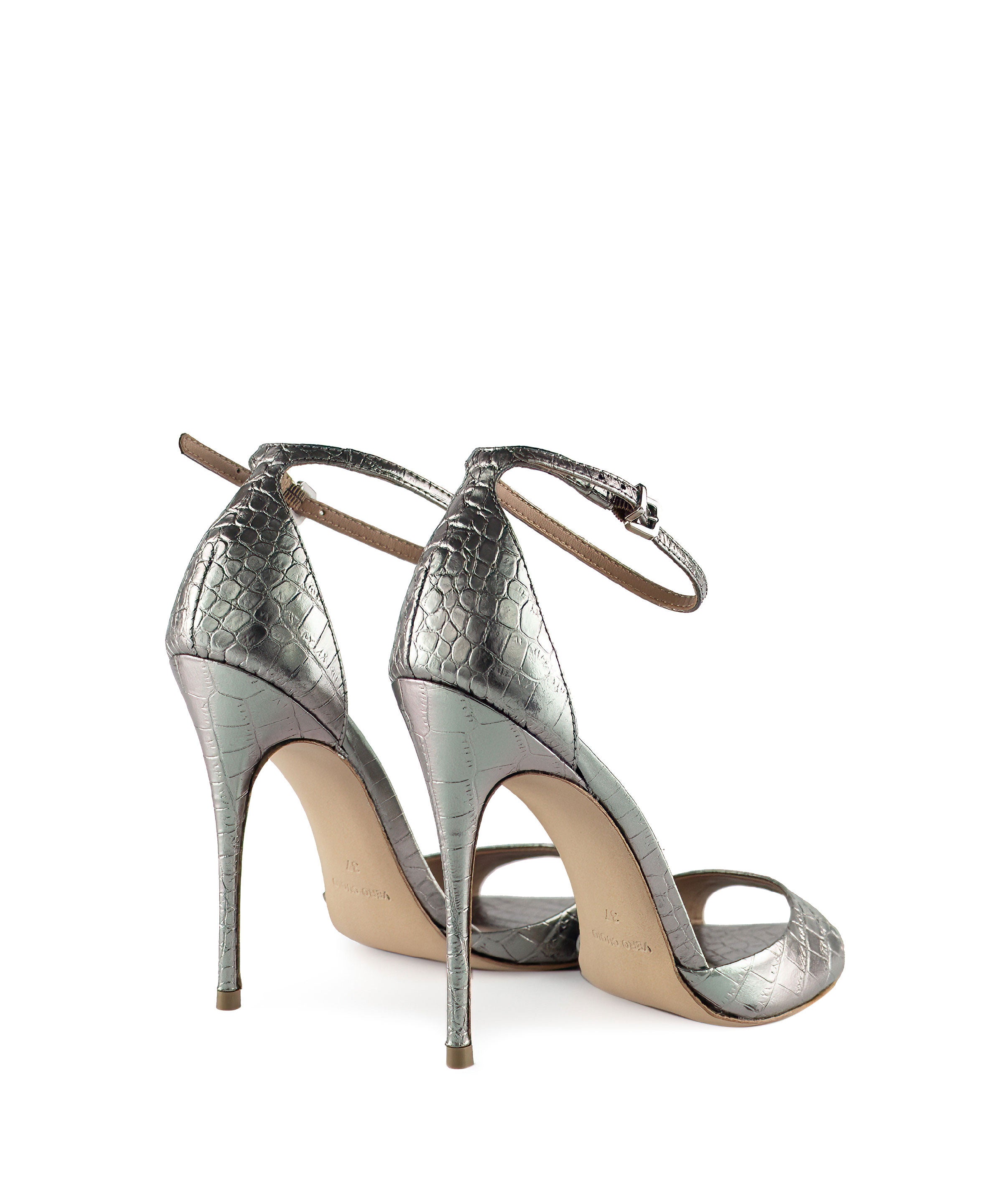 Graphite women's sandals with heel - L'Artigiano di Brera